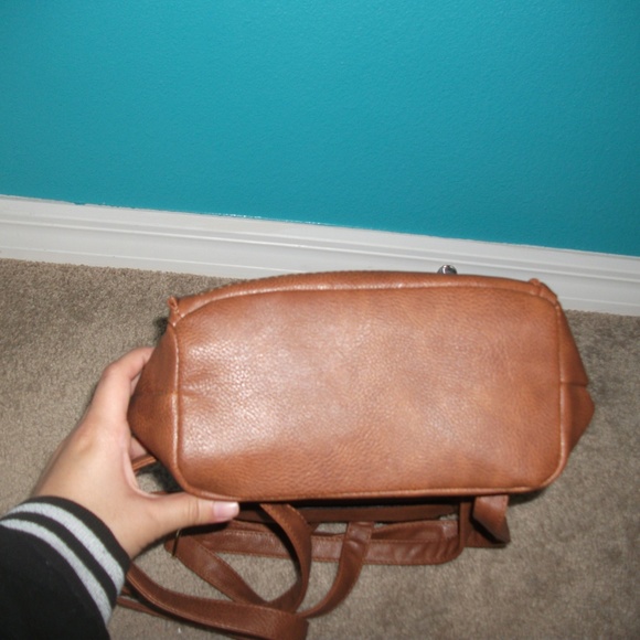 Tems | Bags | Final Price Brown Faux Leather Backpack | Poshmark
